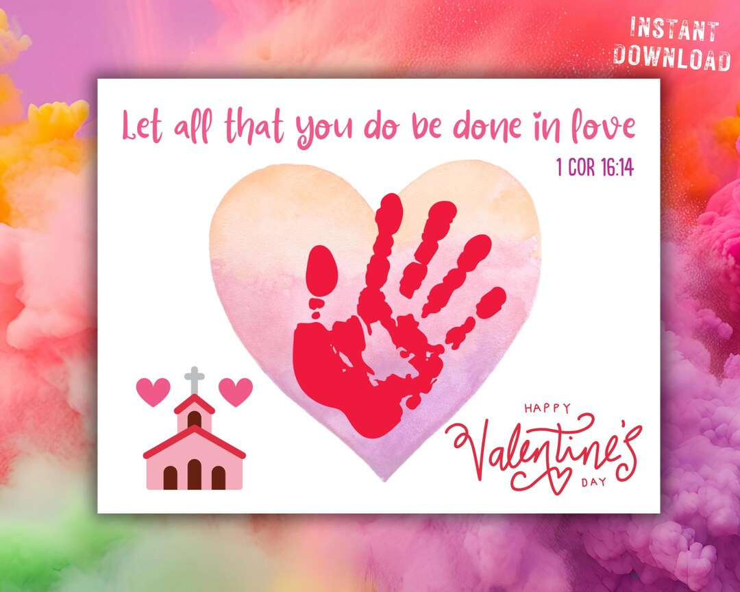 Valentine's Bible Handprint Craft, Christian Faith Based Art Printable ...
