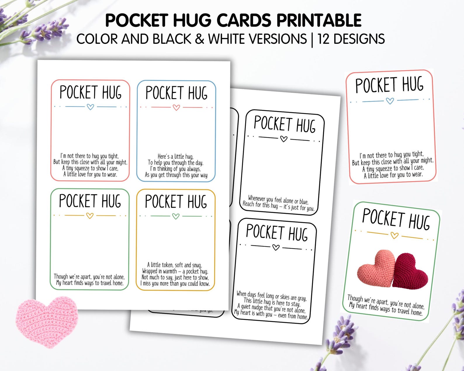 Pocket Hug Card Tag, Pocket Heart Poem Printable Token, DIY Packaging ...