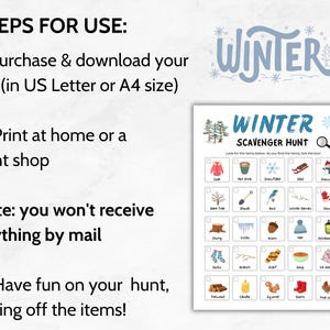Winter Scavenger Hunt, Kids Winter Games Printable, Outdoor Treasure ...