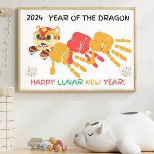 Lunar New Year Handprint Craft, 2024 Year of the Dragon DIY Art Project ...