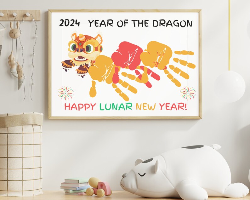 Lunar New Year Handprint Craft, 2024 Year of the Dragon DIY Art Project ...