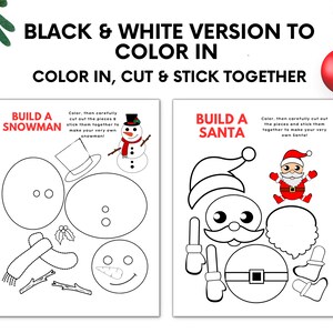 Christmas Build A Santa and Build A Snowman Craft Printable, Kids ...