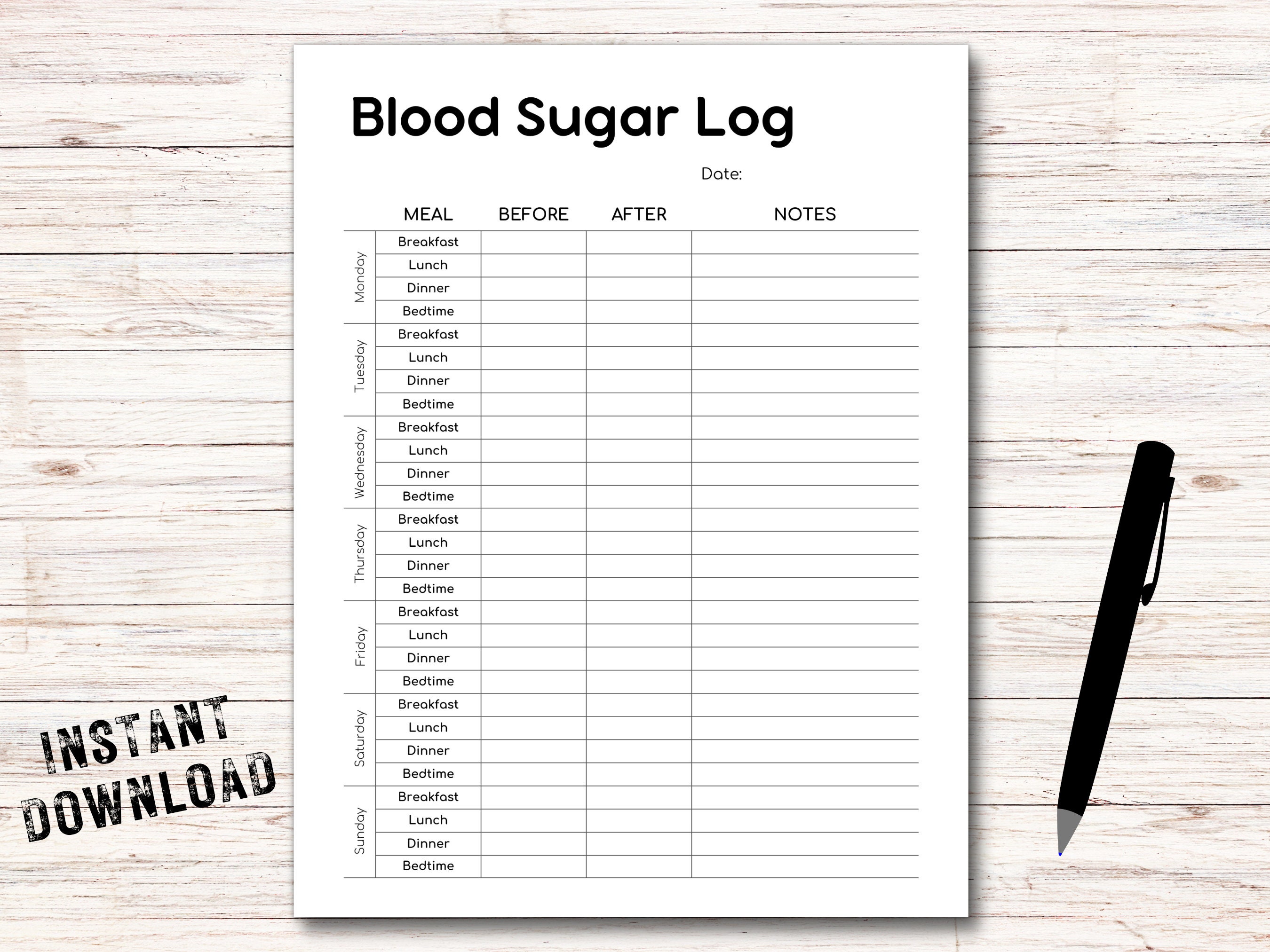Blood Sugar Log, Blood Sugar Tracker, Blood Sugar Levels, Blood Glucose ...