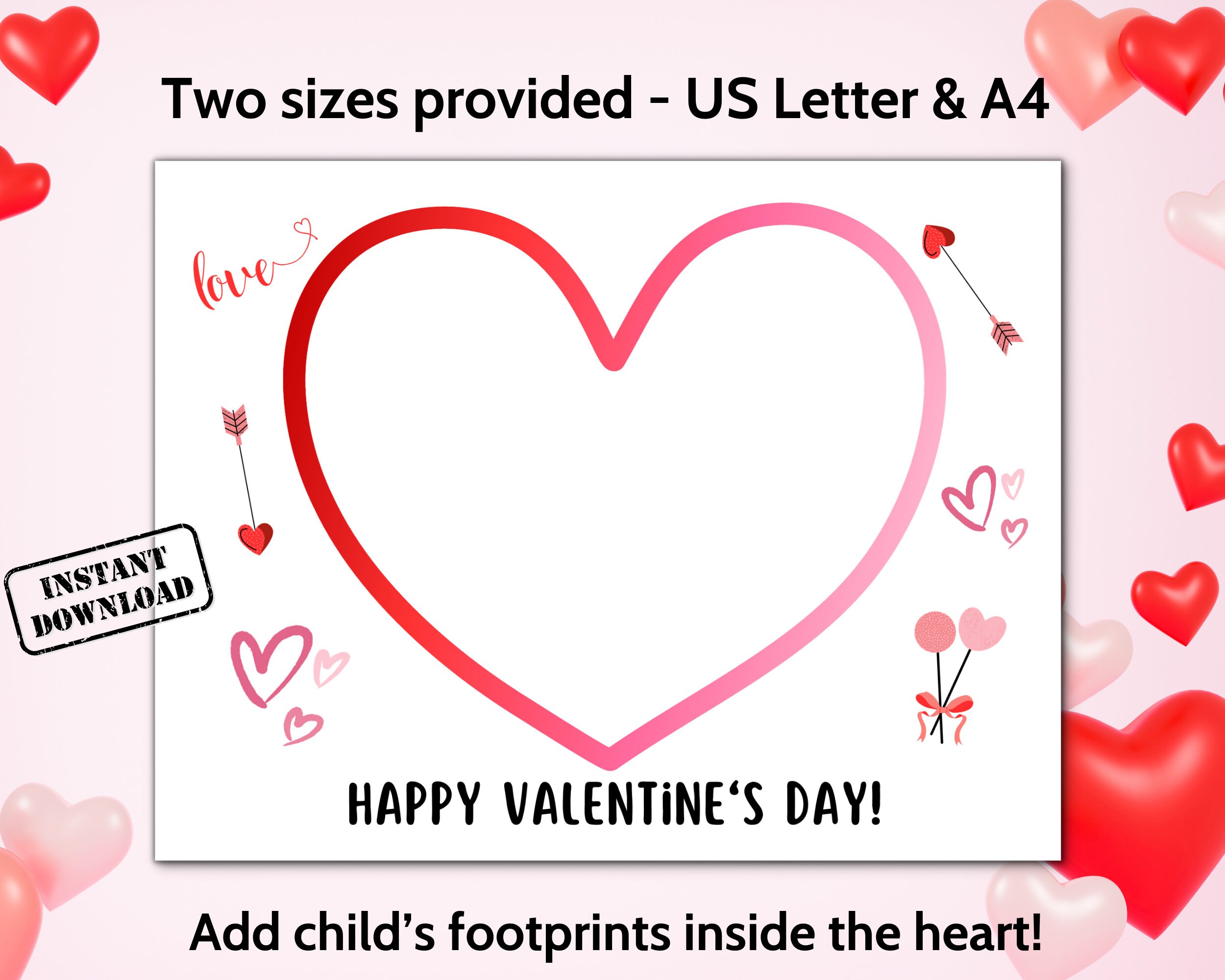 Happy Valentine's Day Footprint Craft, Valentines Day Art Foot Paint ...