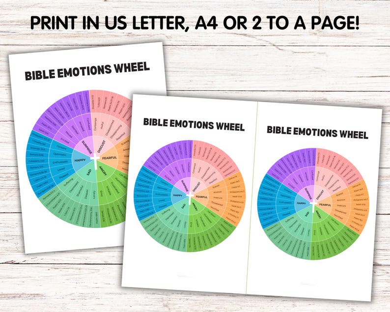 Bible Emotions Wheel Chart, Scripture Verses Color Feelings Printable ...