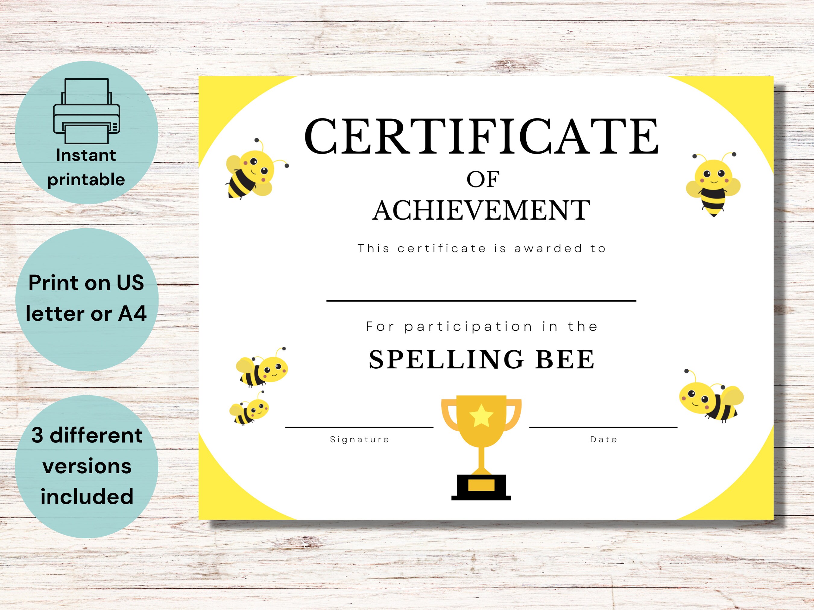 Spelling Bee Certificate Printable, Spelling Bee, Spelling Award ...