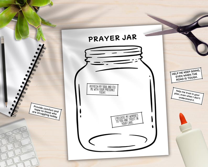 Prayer Prompts Jar Craft Printable, DIY Prayer Idea Notes, 30 Days of ...