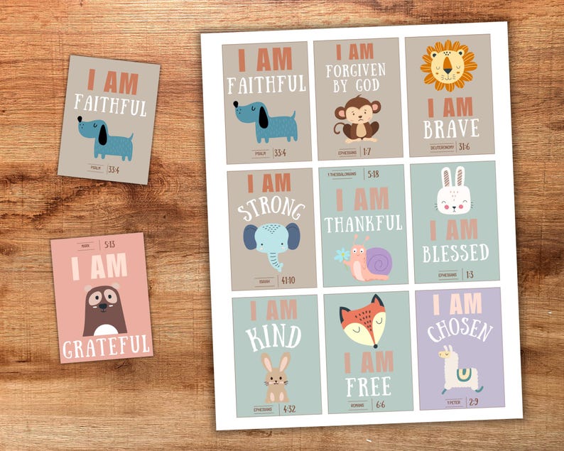 Kids Bible Affirmation Cards, Bible Verse Christian Childrens Church ...