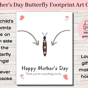 Mother's Day Butterfly Footprint Art, DIY Footprint Craft, Footprint ...