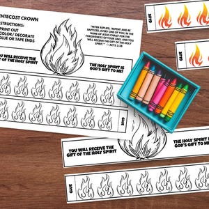 Pentecost Crown Craft Coloring, Holy Spirit Paper Kids Activity Art ...