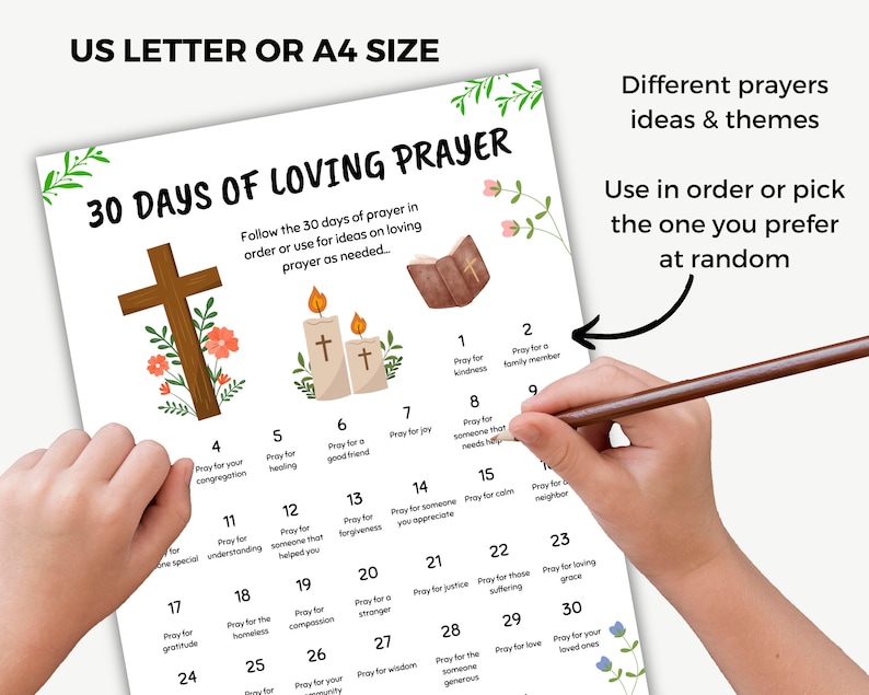 30 Days of Prayer Countdown Printable for Kids, Christian Pray ...