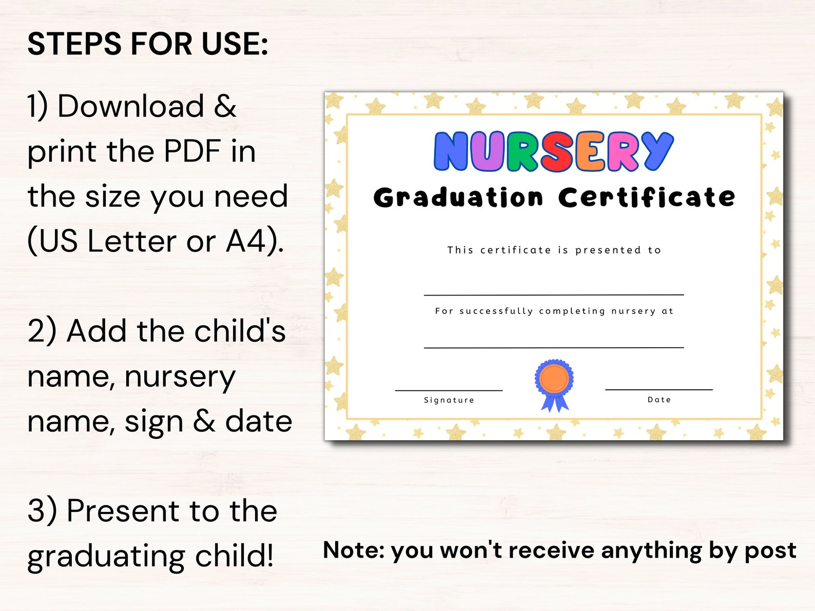 Nursery Graduation Diploma, Nursery Certificate Printable, Daycare ...