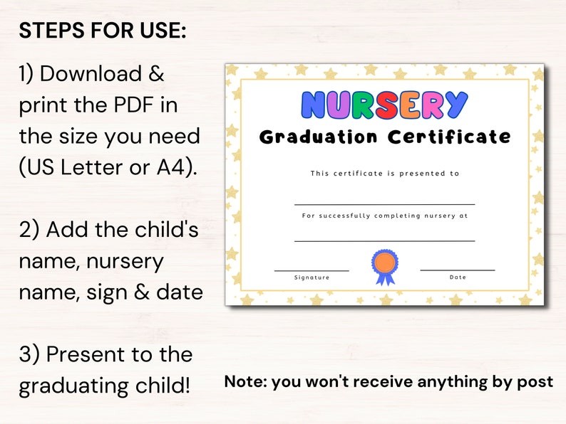 Nursery Graduation Diploma, Nursery Certificate Printable, Daycare ...