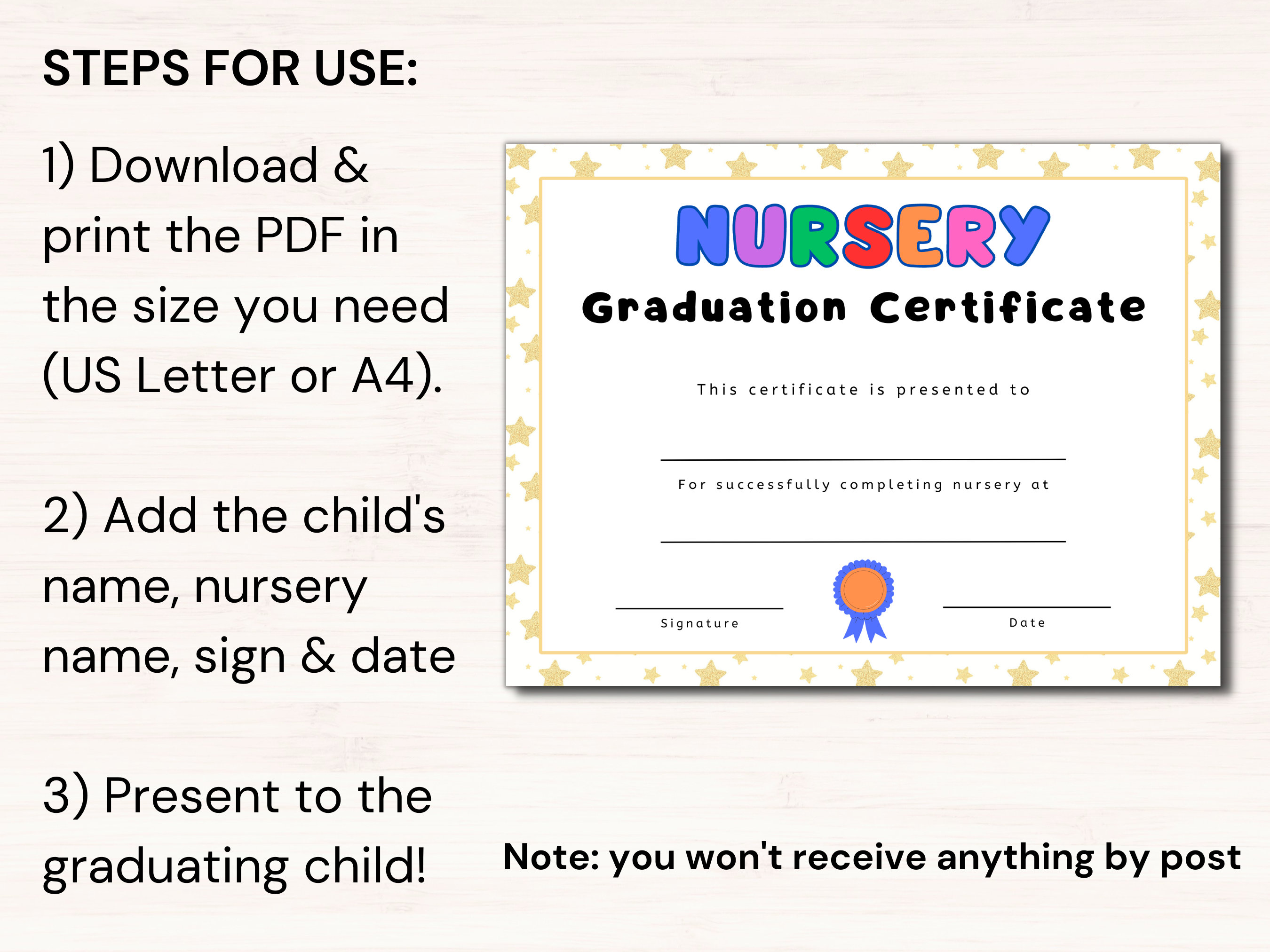 Nursery Graduation Diploma, Nursery Certificate Printable, Daycare ...