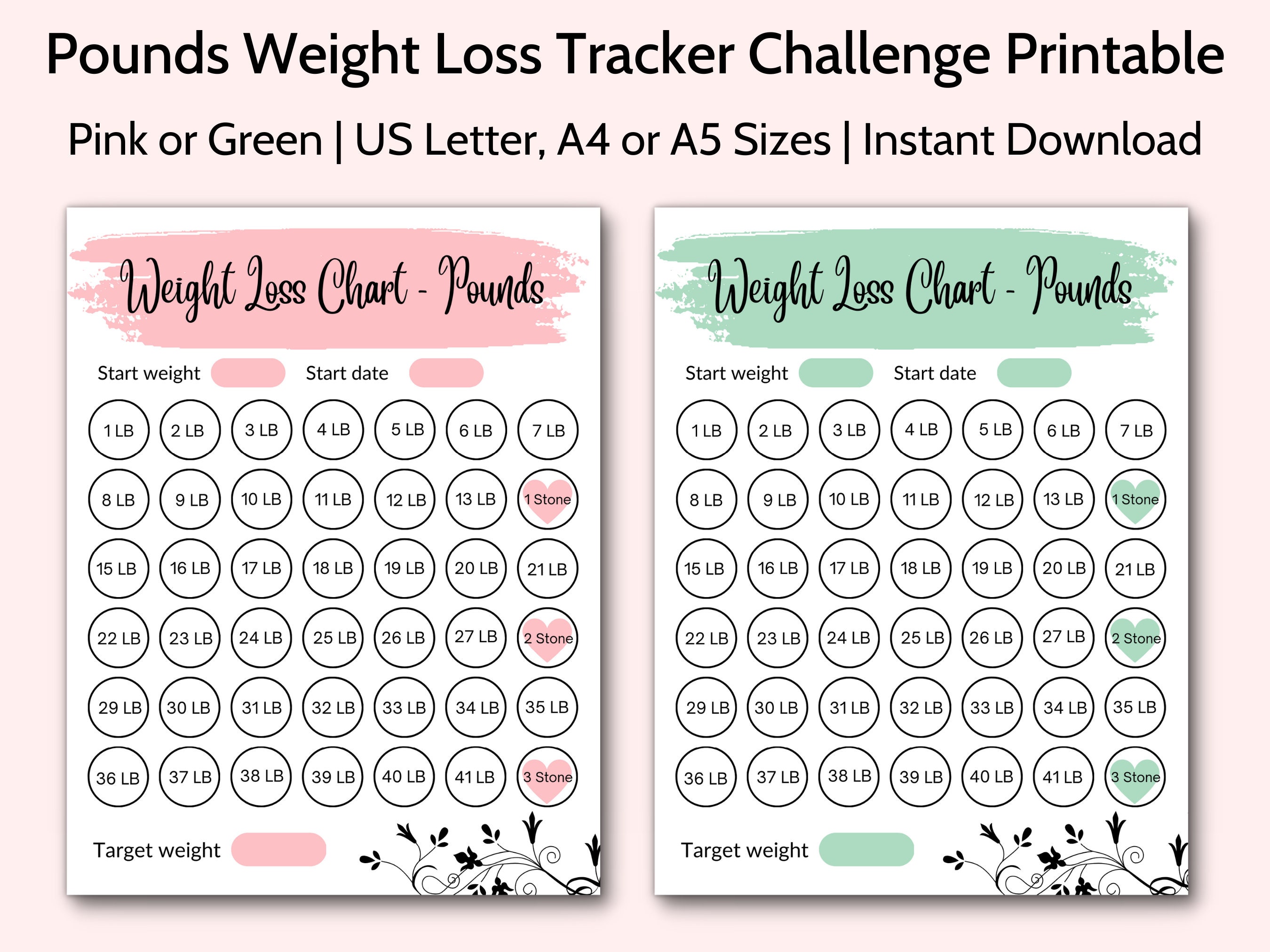 Weight Loss Chart Weight Loss Log Weight Loss Challenge - Etsy