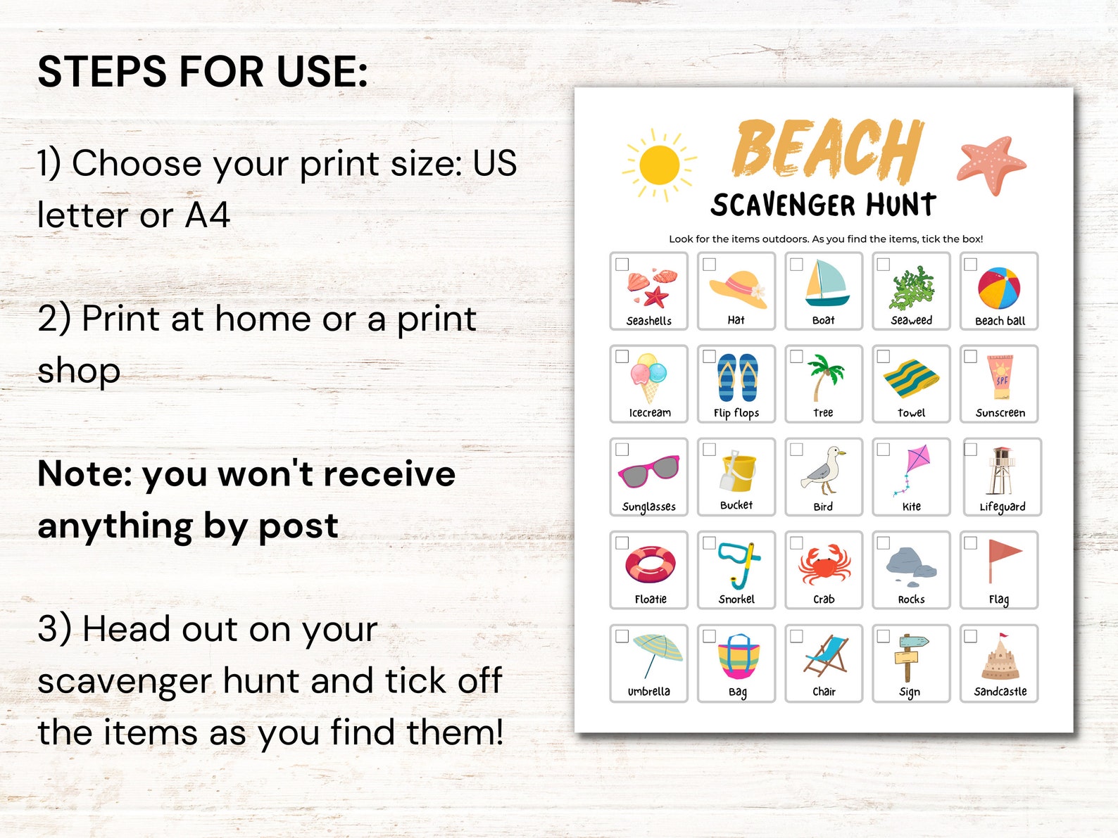 Beach Scavenger Hunt, Scavenger Hunt for Kids, Outdoor Treasure Hunt ...