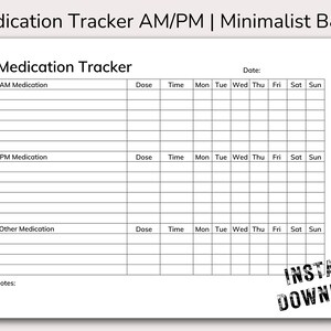 Medication Tracker Printable, Daily Medication Log, Weekly Medicine ...