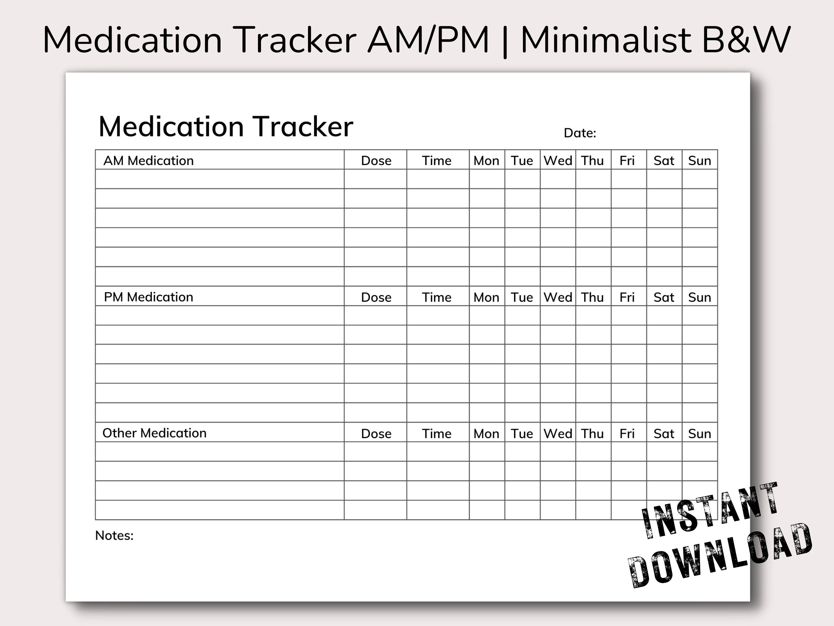 Medication Tracker Printable Daily Medication Log Weekly - Etsy