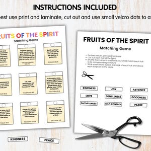 Fruits of the Spirit Matching Game, Bible Scripture Memory Cards ...