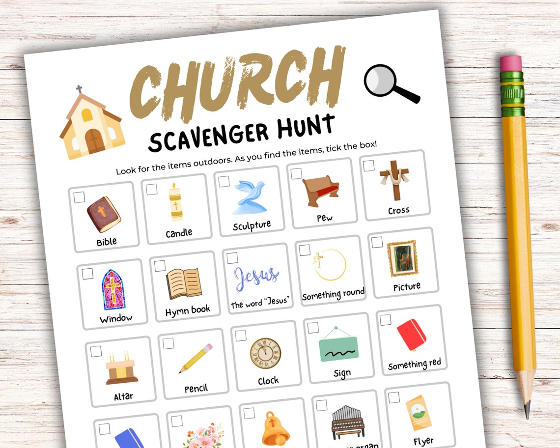 Church Scavenger Hunt, Sunday School Kids Activity, Christian Church ...