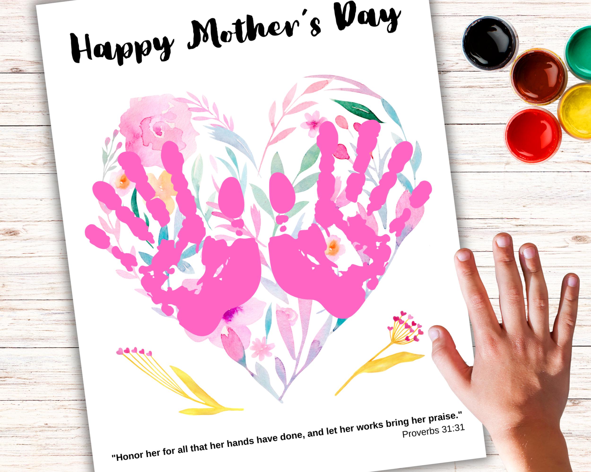 Mothers Day Bible Craft, Mothers Day Handprint Art Keepsake, Christian ...