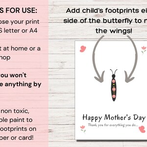 Mother's Day Butterfly Footprint Art, DIY Footprint Craft, Footprint ...