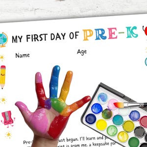 First Day of Pre-k Handprint Art Craft, My First Day of School Poem ...
