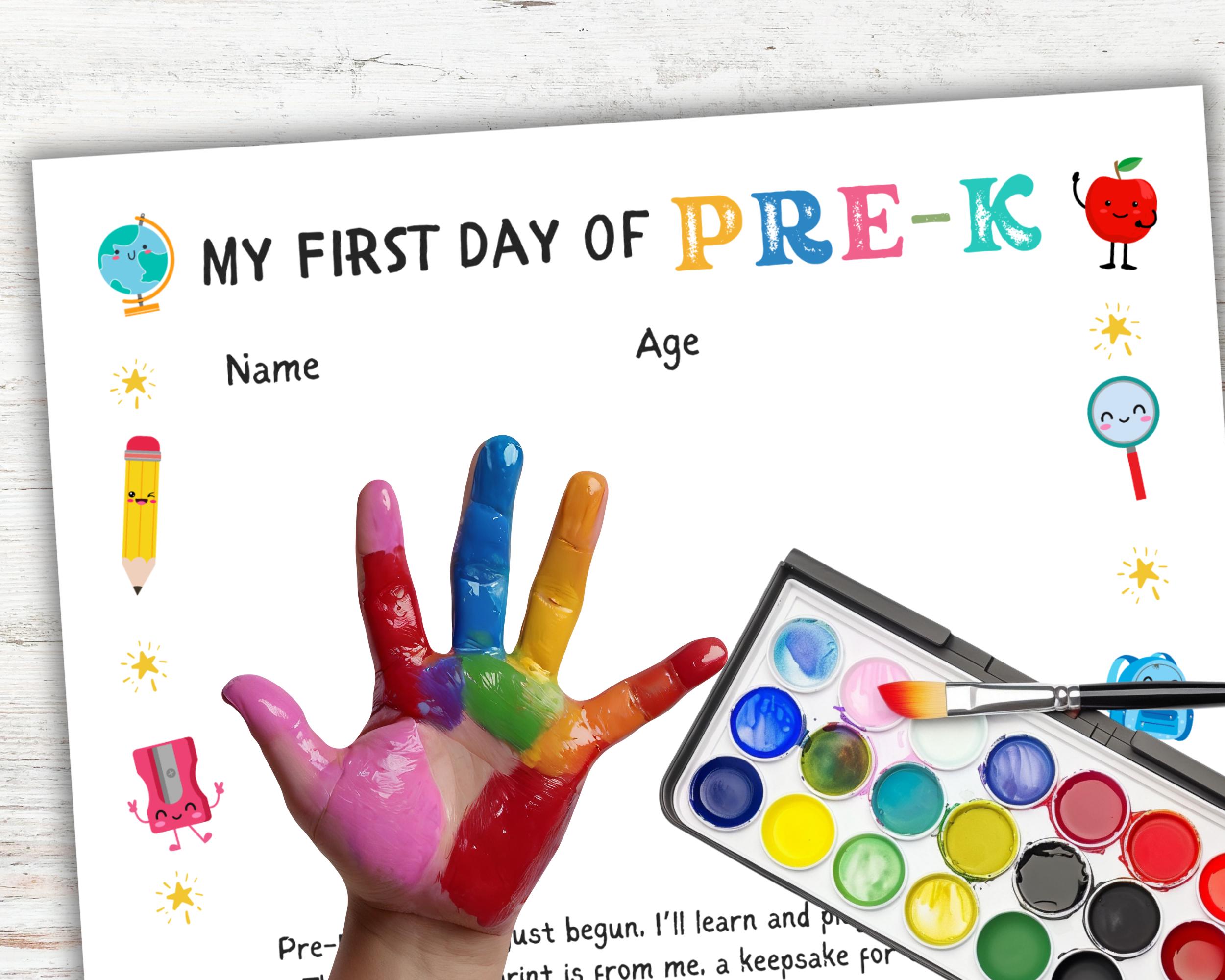 First Day of Pre-k Handprint Art Craft, My First Day of School Poem ...