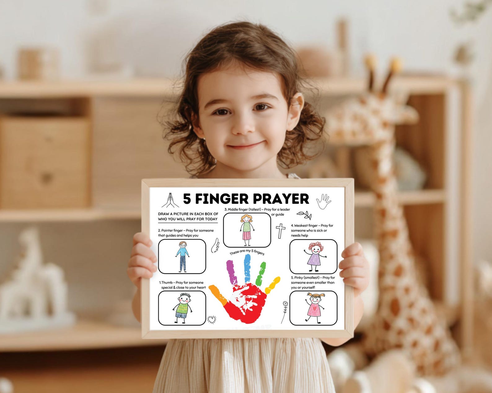 5 Finger Prayer Handprint Craft Printable, Kids Prayer Template ...