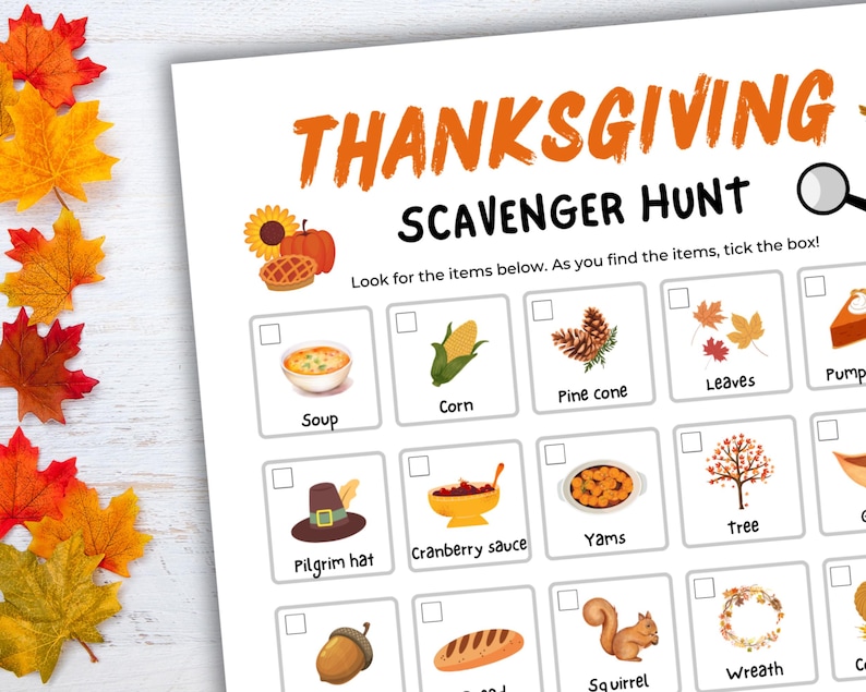 Thanksgiving Scavenger Hunt Printable, Thanksgiving Family Activity ...
