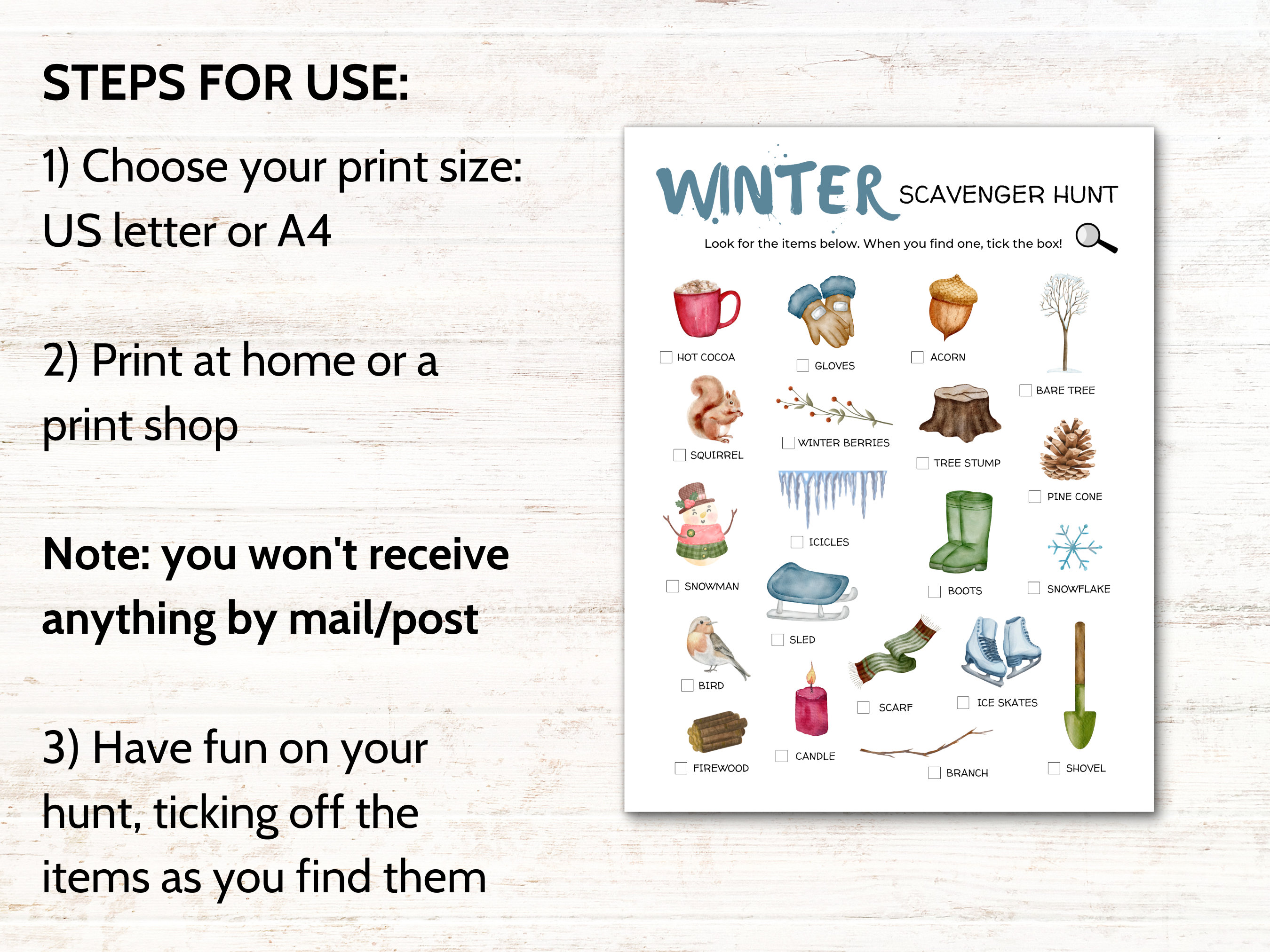 Winter Scavenger Hunt Printable, Outdoor Treasure Hunt Family Activity ...