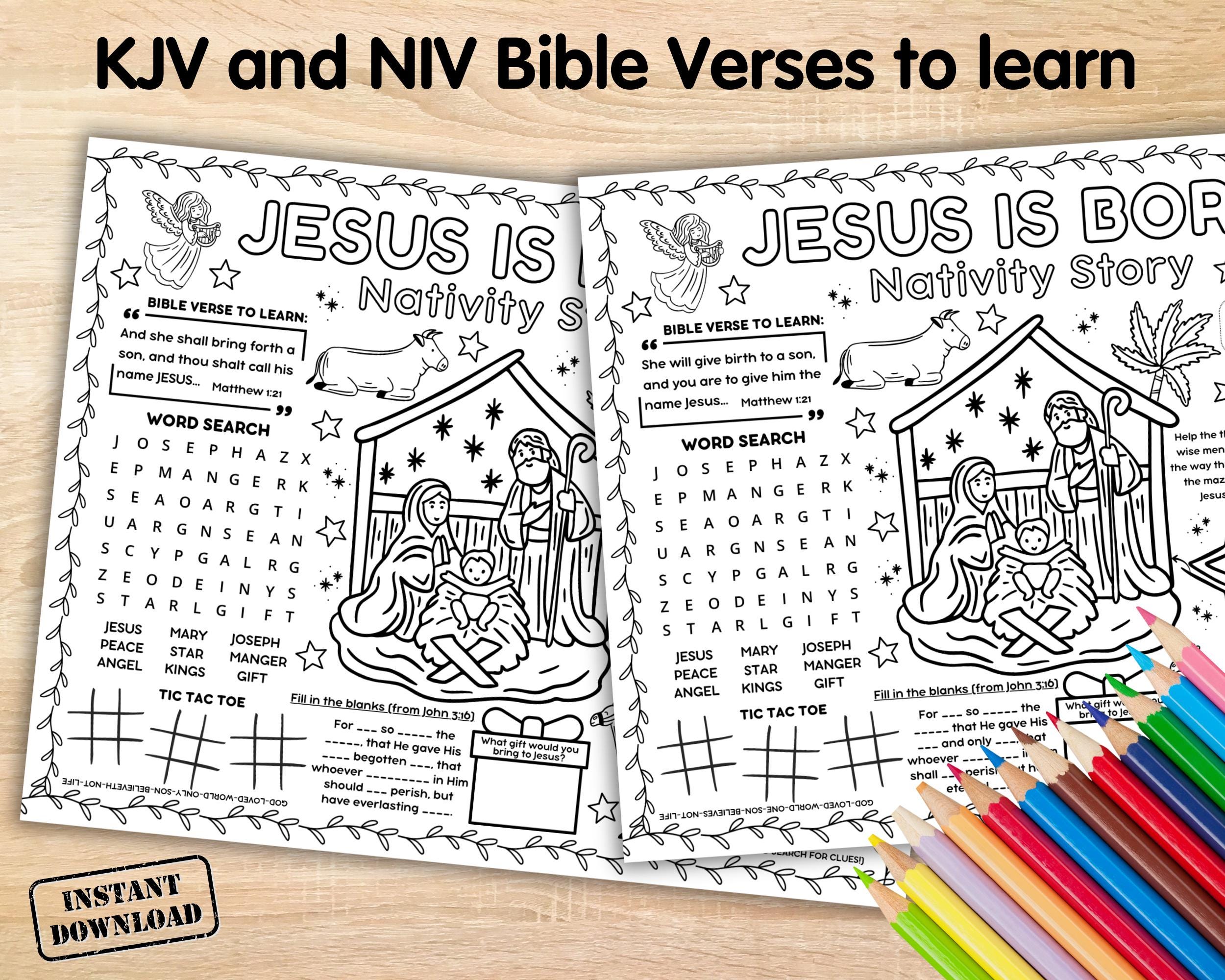 Nativity Bible Activity Placemat Printable, Christmas Coloring Page ...