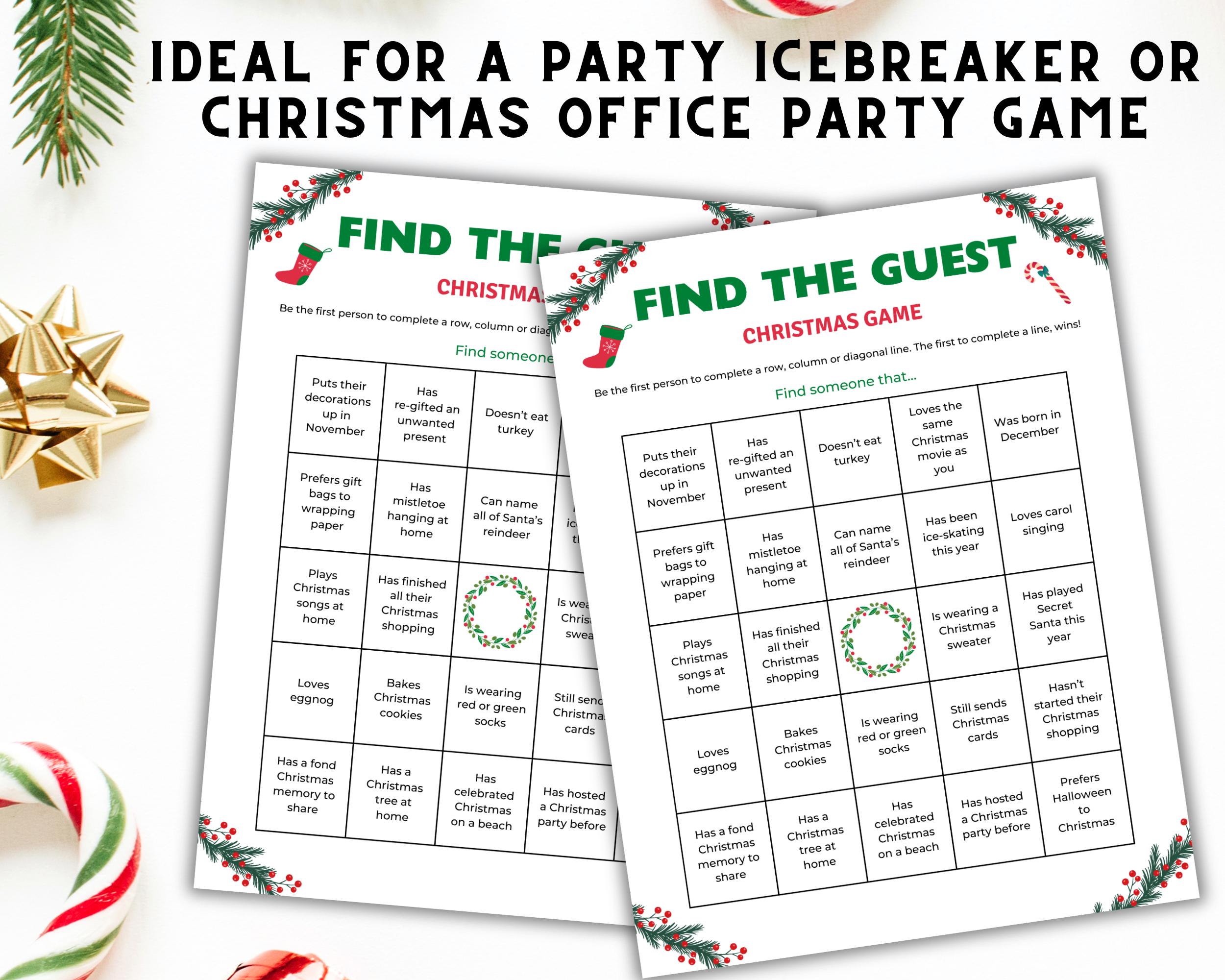 Christmas Find the Guest Game, Office Christmas Party Game, Icebreaker ...