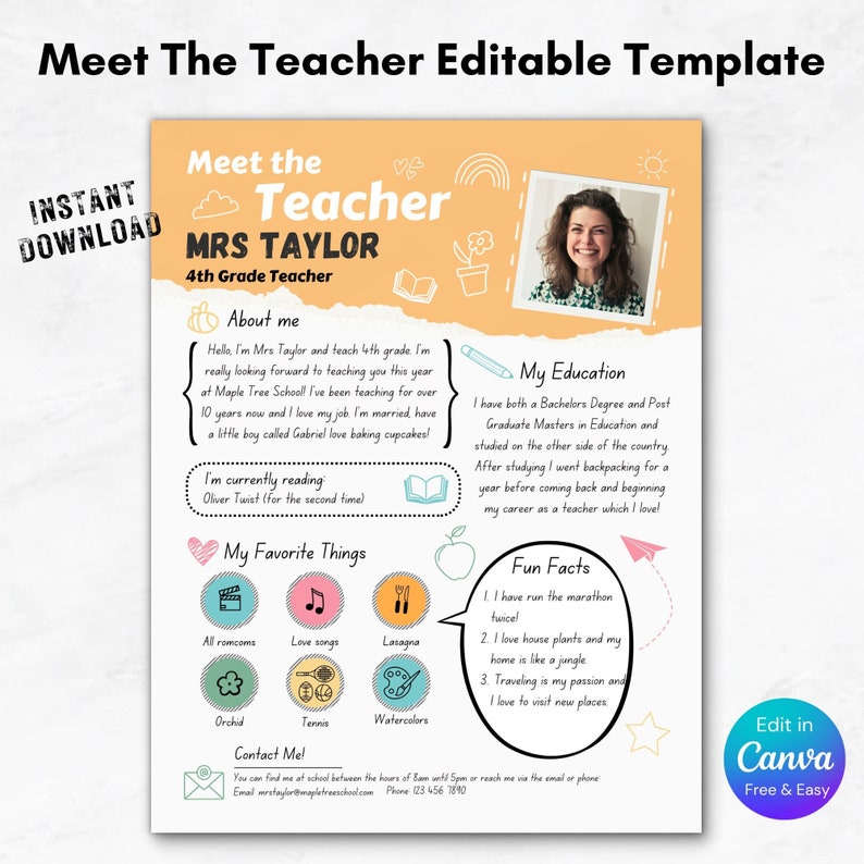 Meet the Teacher Editable Template, Back to School Flyer, Get to Know ...