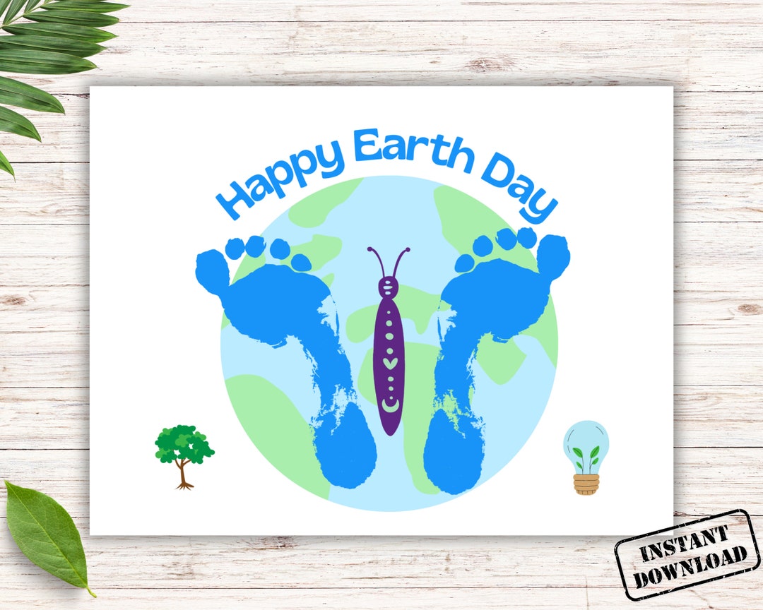 Earth Day Footprint Art Printable, Earth Day Footprint Craft, Baby ...
