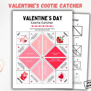 Valentines Day Cootie Catcher Game, Valentines Fortune Teller, Happy ...