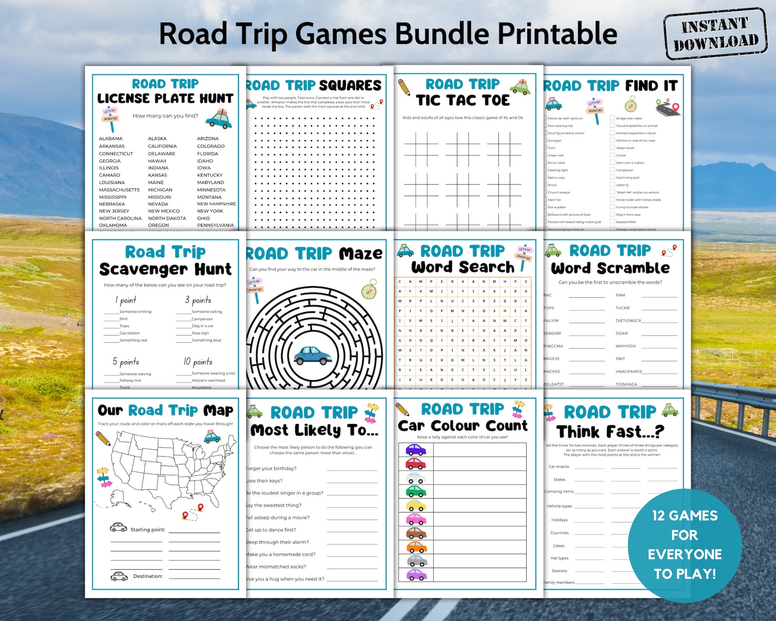 Road Trip Games Bundle Printable, Family Road Trip Pack, Family Car ...