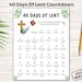 40 Days Lent Countdown Calendar, 40 Days of Prayer Lent, Kids Lenten ...