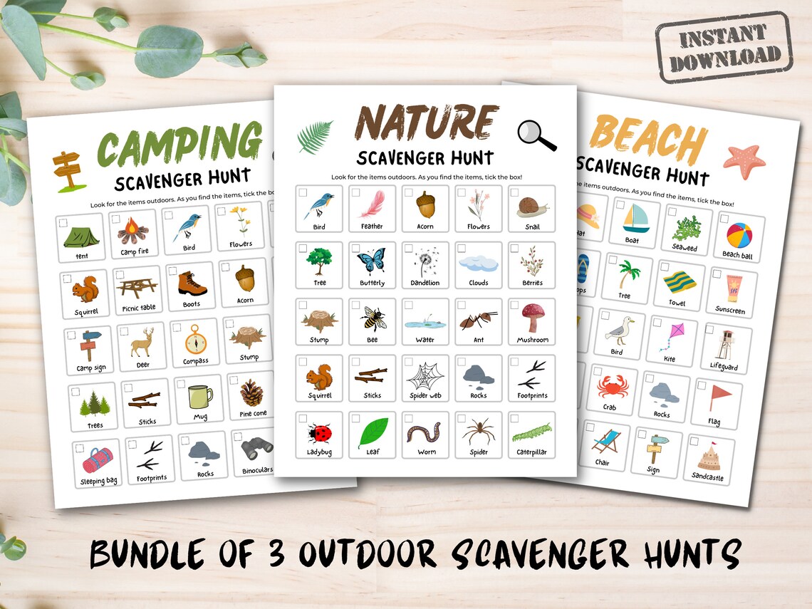 Camping Scavenger Hunt Outdoor Treasure Hunt Printable - Etsy