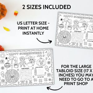 Summerween Activity Mat Printable, Summer Halloween Coloring Sheet ...