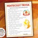 Pentecost Trivia Game Quiz, Printable Bible Lesson Activity for Kids ...
