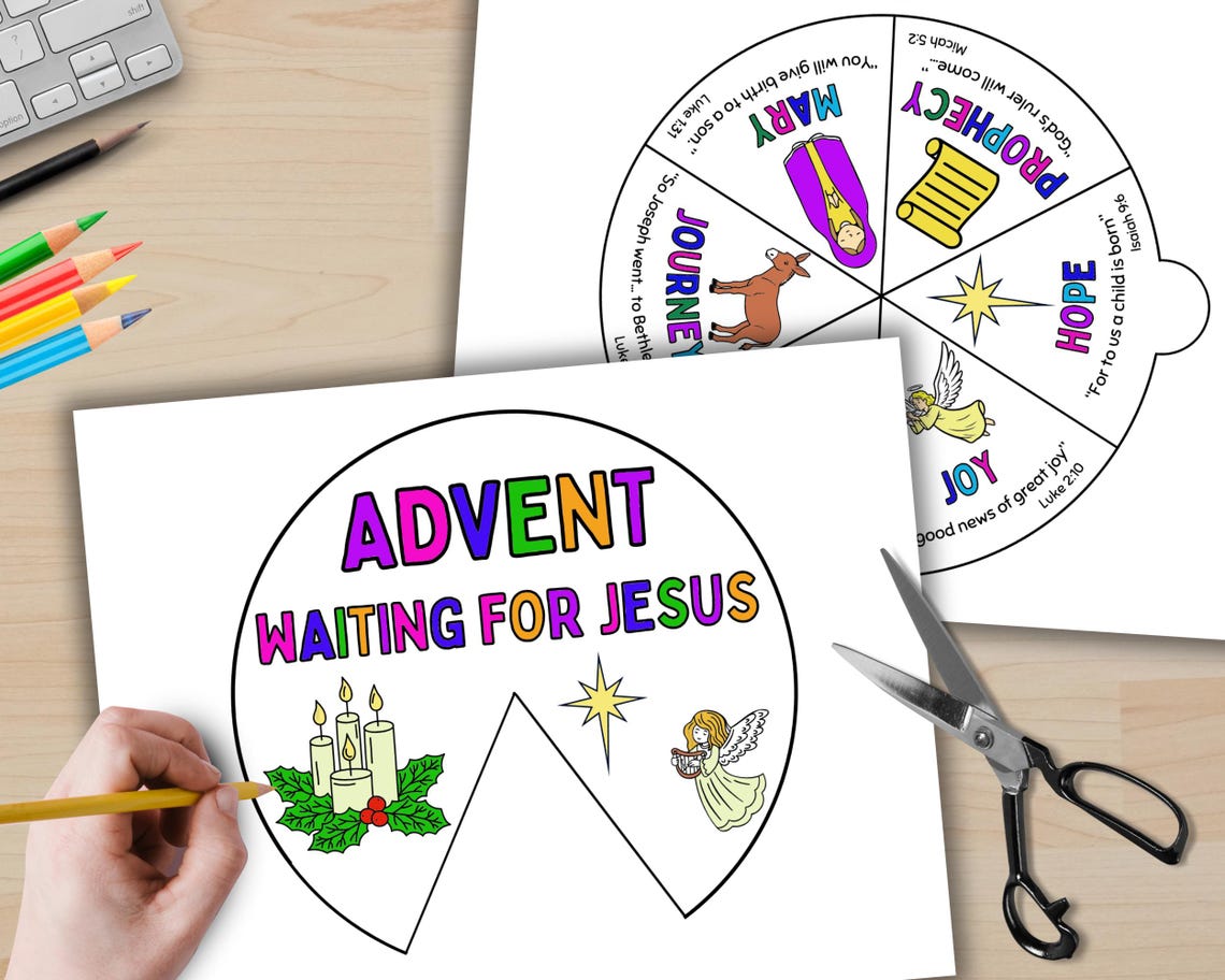 Christmas Advent Coloring Wheel, Nativity Bible Verse Craft, Printable ...
