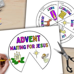 Christmas Advent Coloring Wheel, Nativity Bible Verse Craft, Printable ...