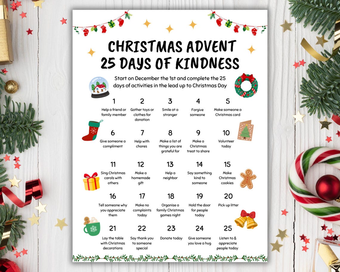 Christmas Countdown Advent Calendar, 25 Days of Christmas Activities ...