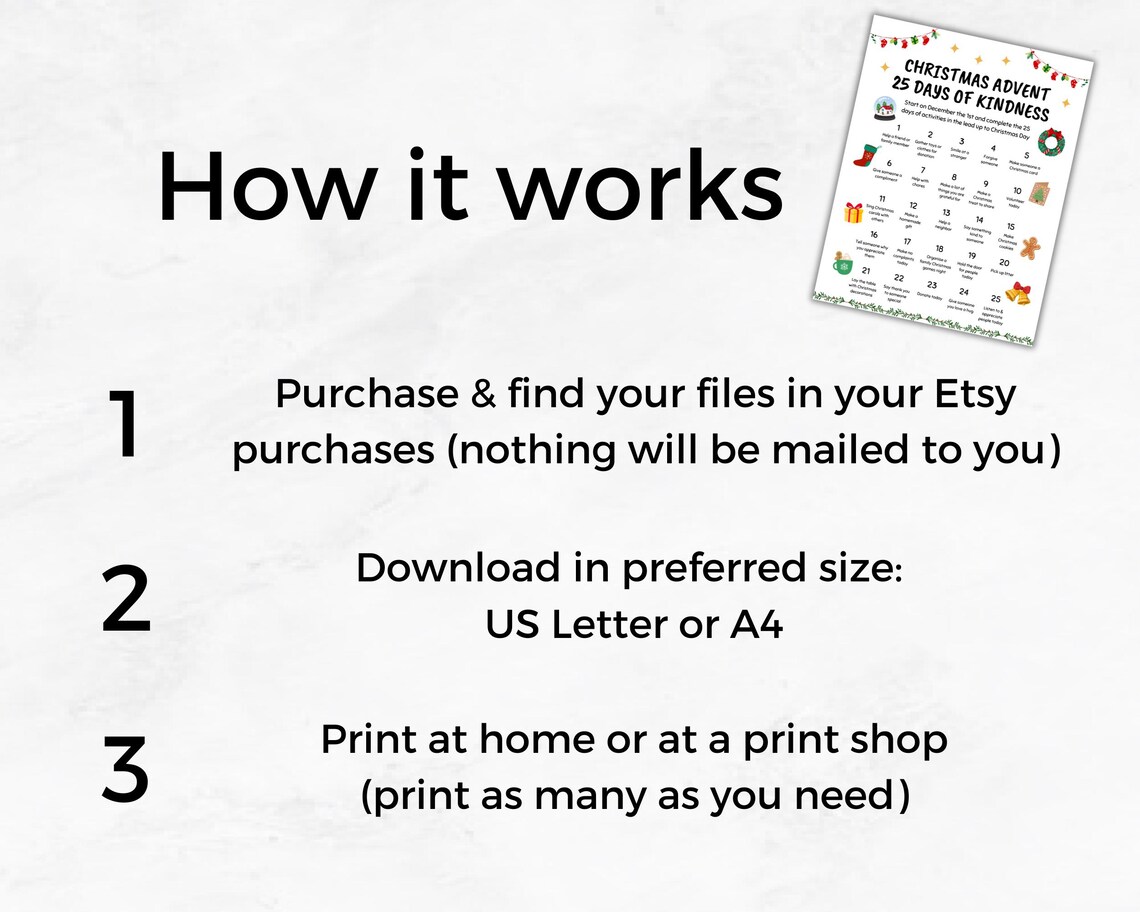 Christmas Countdown Advent Calendar, 25 Days of Christmas Activities ...