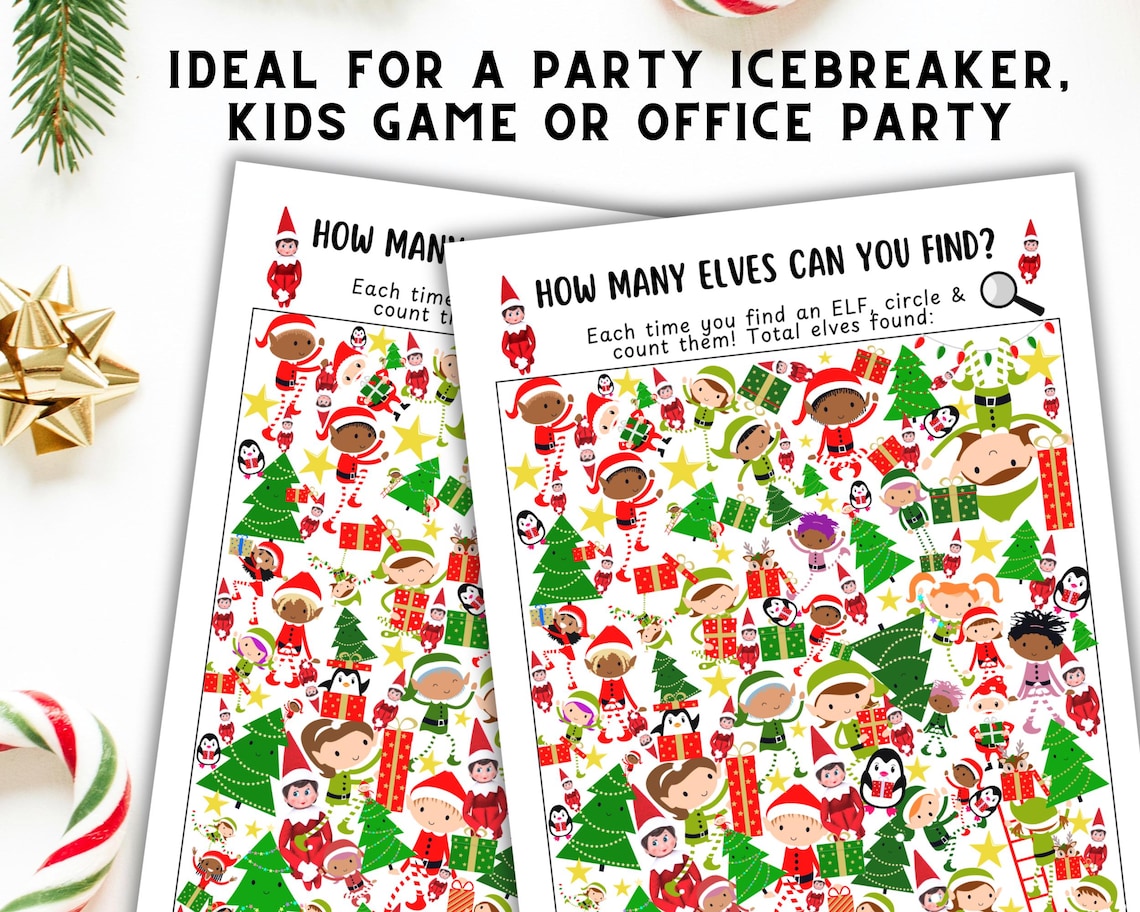 Christmas Elf I Spy Game, How Many Elves Can You Find, Christmas Day ...
