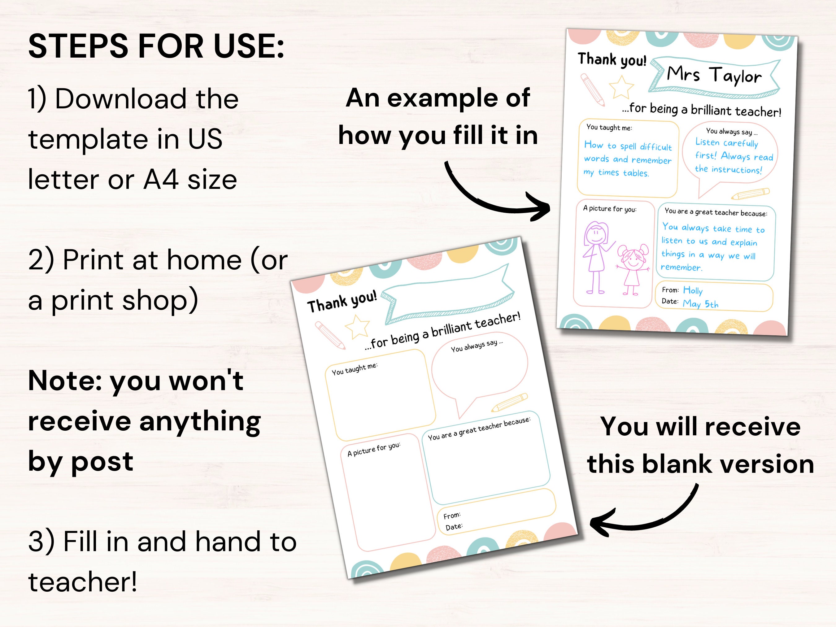 All About My Teacher Printable, Teacher Appreciation Week, Thank You ...