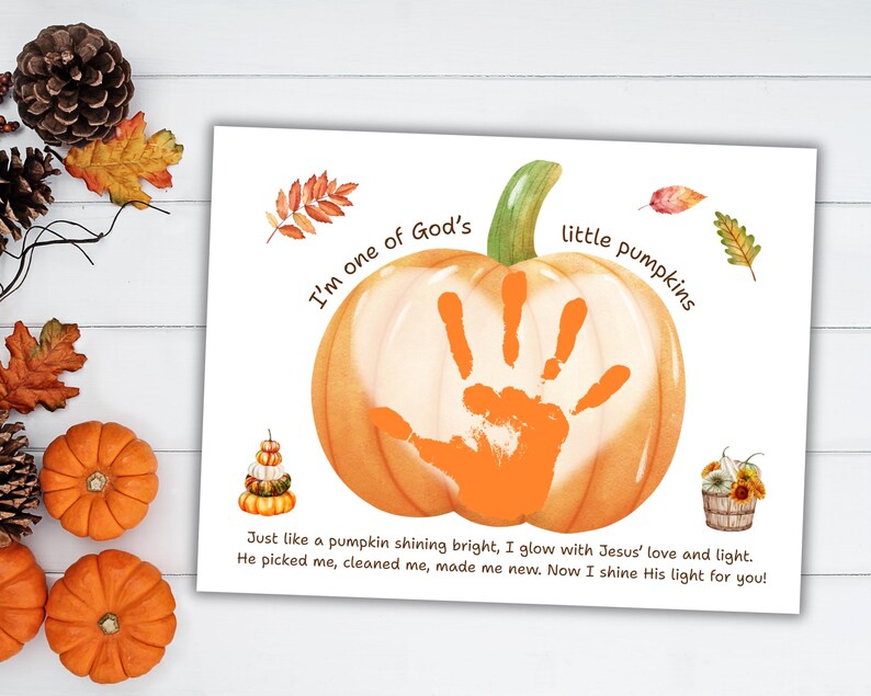 Pumpkin Poem Handprint Art, Christian Prayer Keepsake Craft, Kid's ...