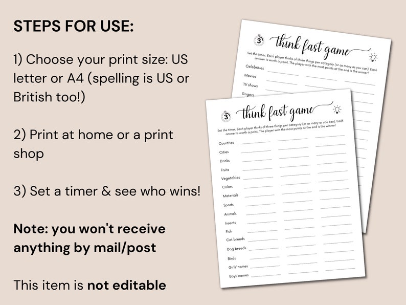 Think Fast Game, Teambuilding Office Party Game Icebreaker, Family ...