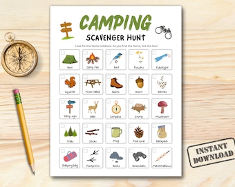 Scavenger Hunt, Camping Scavenger Hunt, Scavenger Hunt for Kids, Kids ...